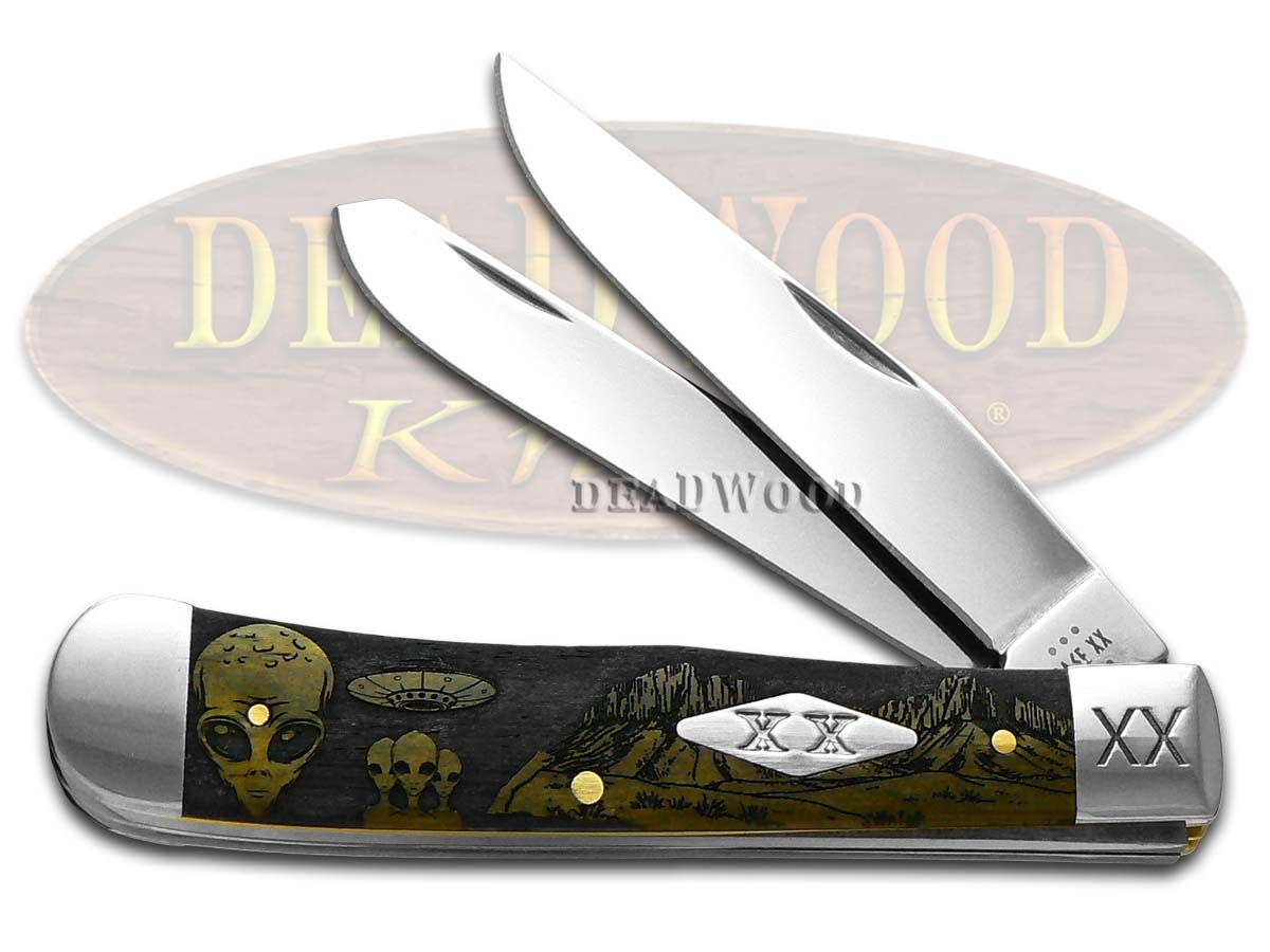 Case XX Trapper Aliens Olive Green Bone 1/500 Stainless Pocket Knife ...