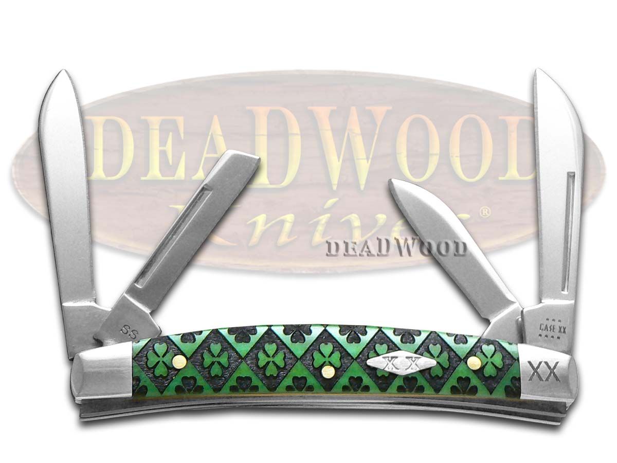 Case XX Small Congress Green Bone Clover pattern Stainless 1/500 Pocket ...