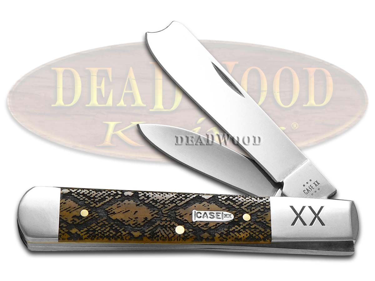 Case xx Razor Jack Snake Skin Antique Bone 1/500 Stainless Pocket Knife ...