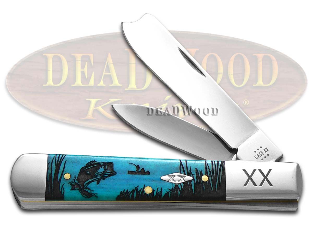 Case xx Razor Jack Bass Fishing Blue Bone 1/500 Stainless Pocket Knife ...