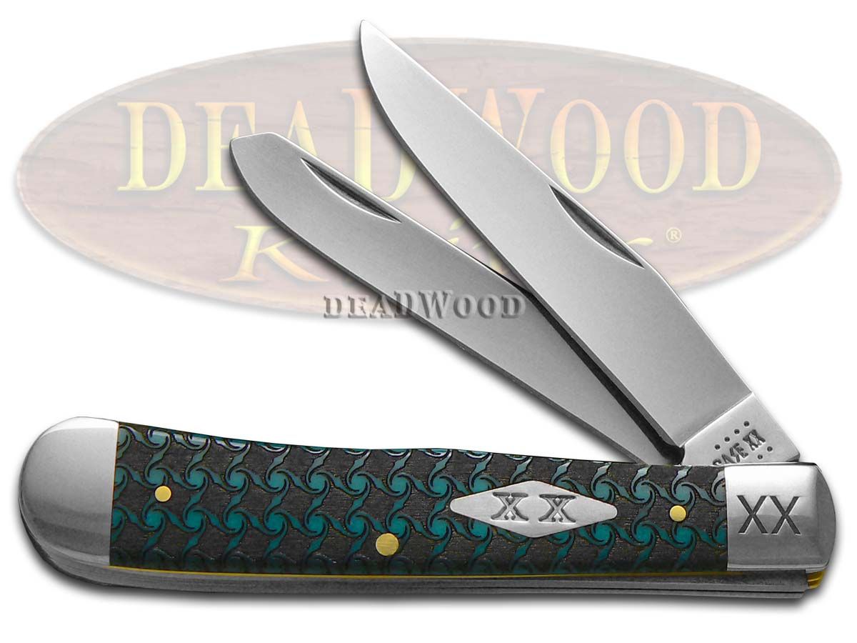 Case XX Spirals Pattern Trapper 1/500 Caribbean Blue Bone Stainless ...