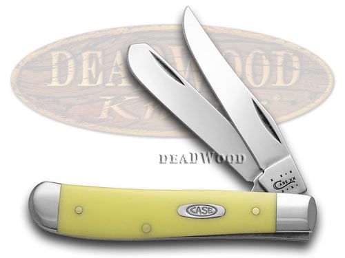 Case XX Smooth Yellow Delrin Mini Trapper Carbon Steel Pocket Knife ...
