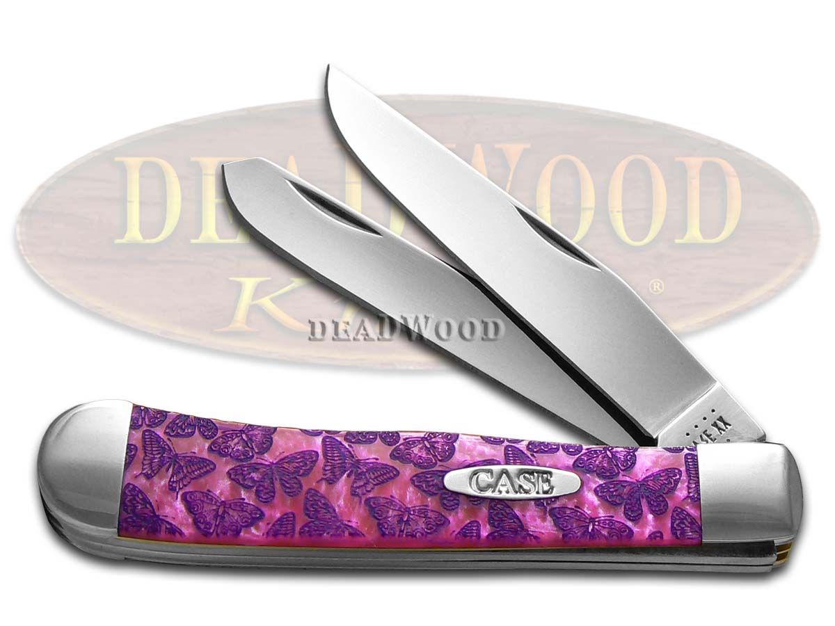 Case xx Butterflies Trapper Pink Salmon Corelon Stainless Pocket Knife ...