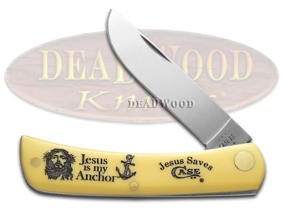 Case XX Sod Buster Jr Jesus is my Anchor Yellow Synthetic Pocket Knife ...