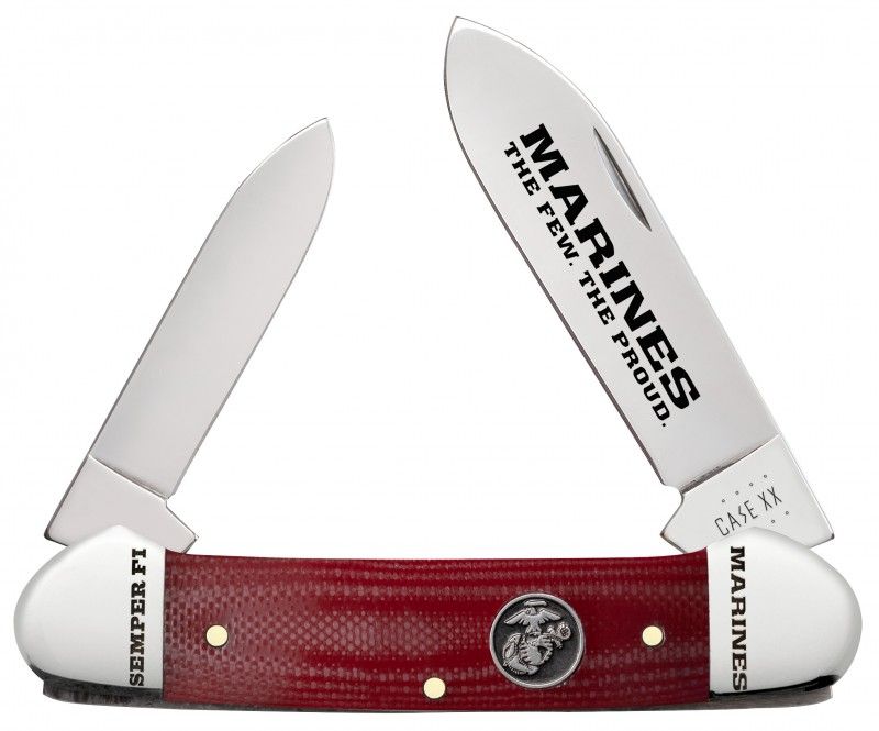 Case XX USMC Marines Red G-10 Canoe Stainless Pocket Knife 13200 ...
