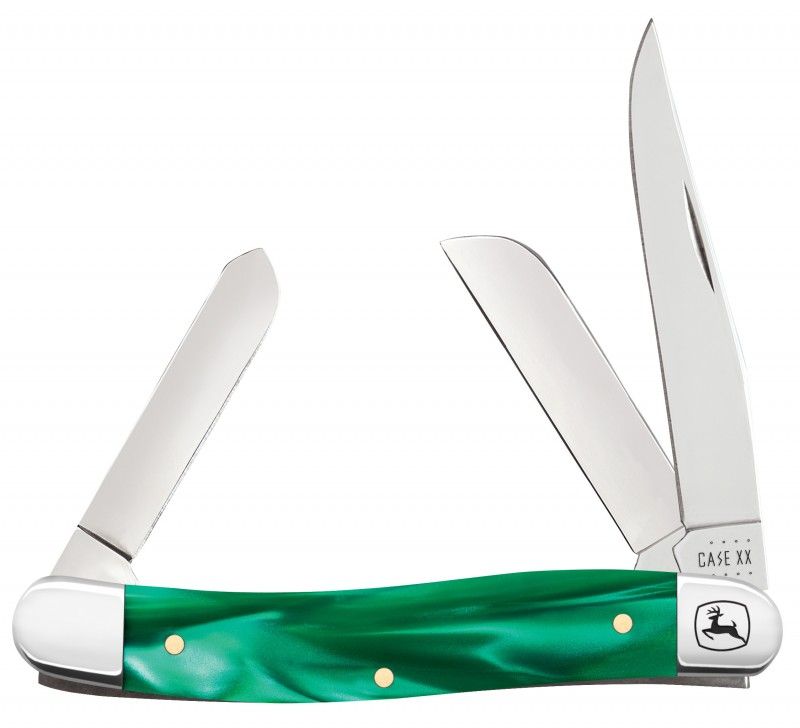 Case XX John Deere Green Pearl Kirinite Medium Stockman Stainless Pocket Knife 15776 - CA15776 ...