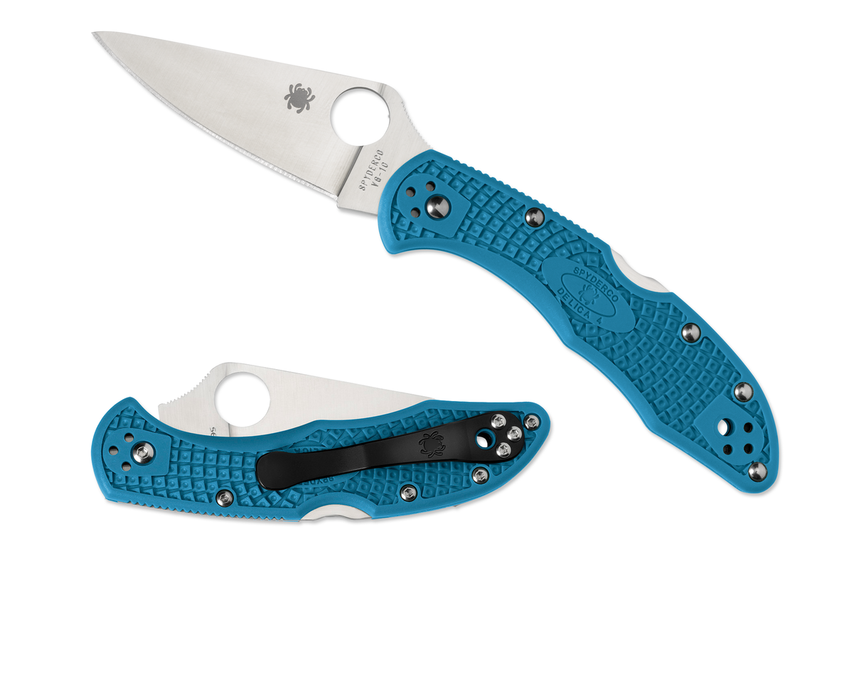 Spyderco Blue Fiberglass Reinforced Nylon FRN Delica 4 Lockback VG-10 ...