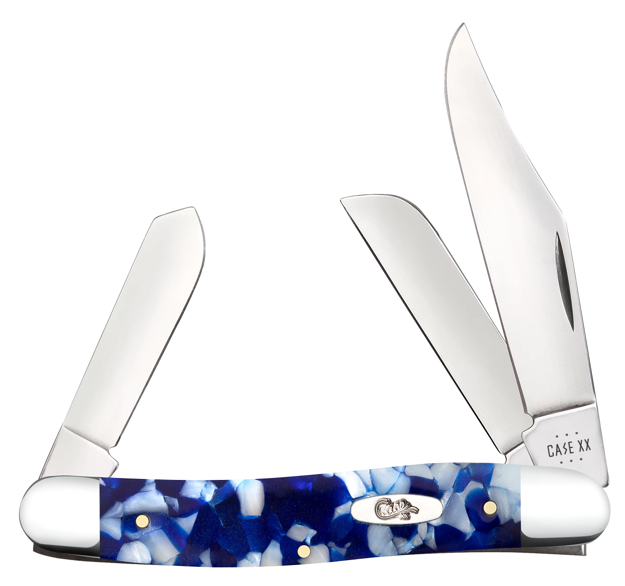 Case XX Medium Stockman 50722 Blue Crackle Kirinite Stainless Steel ...