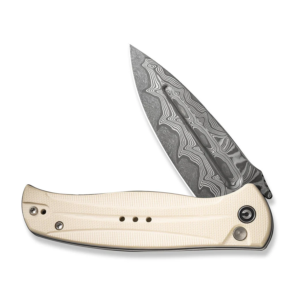 CIVIVI Incindie Button Lock C23053-DS1 White G10 & Damascus Steel ...