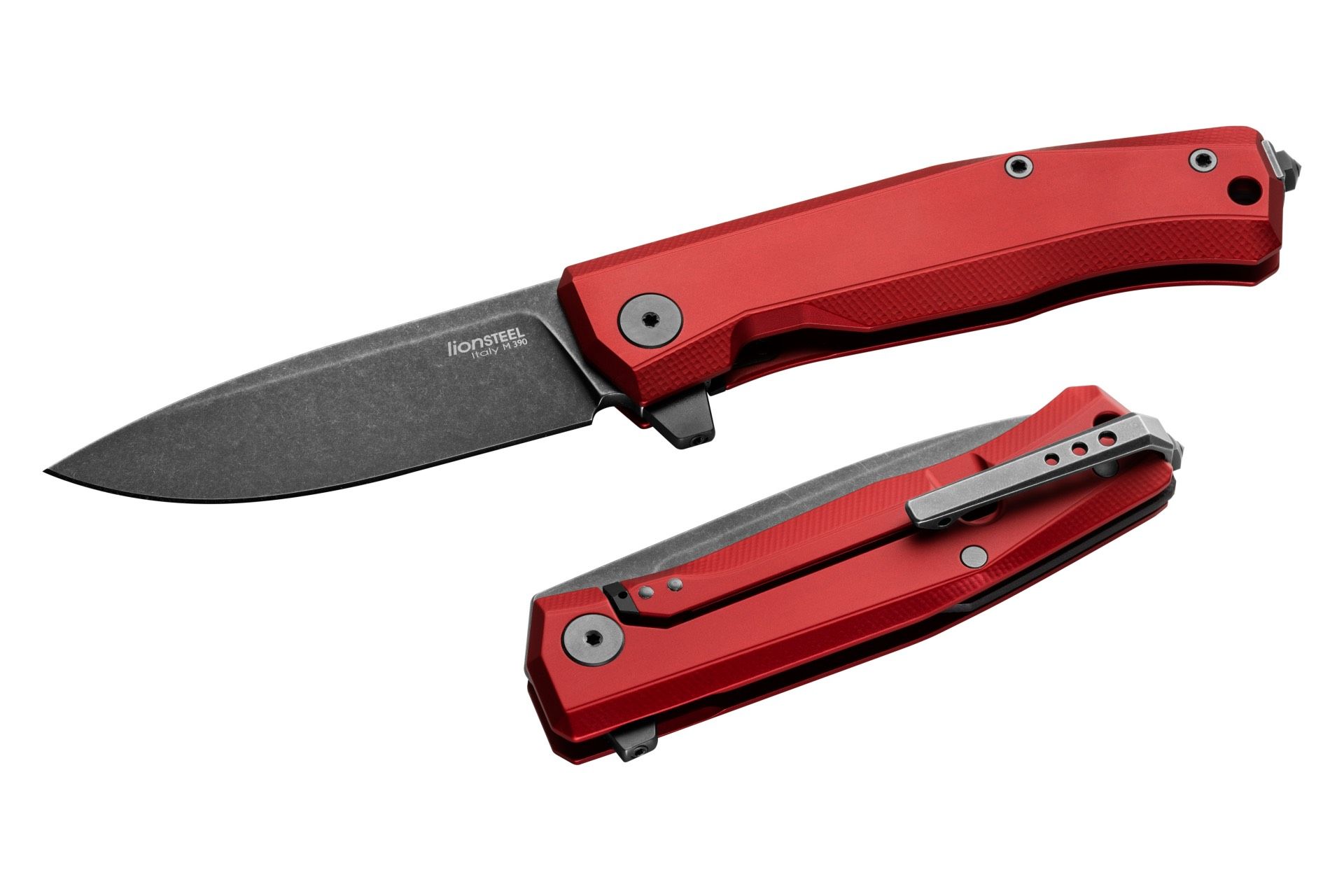 LionSteel Myto Frame Lock MT01A RB Black M390 Stainless & Red Aluminum Pocket Knife - LS-MT01A | RB