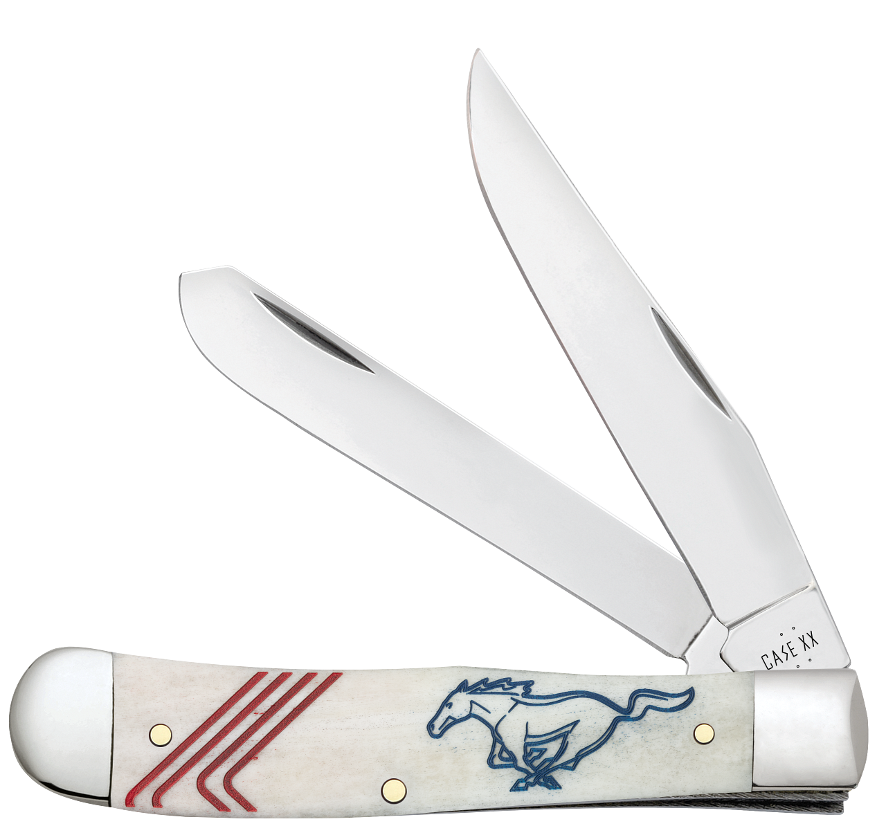 Case XX Trapper Ford Mustang Natural Bone 14345 Stainless Pocket Knife ...