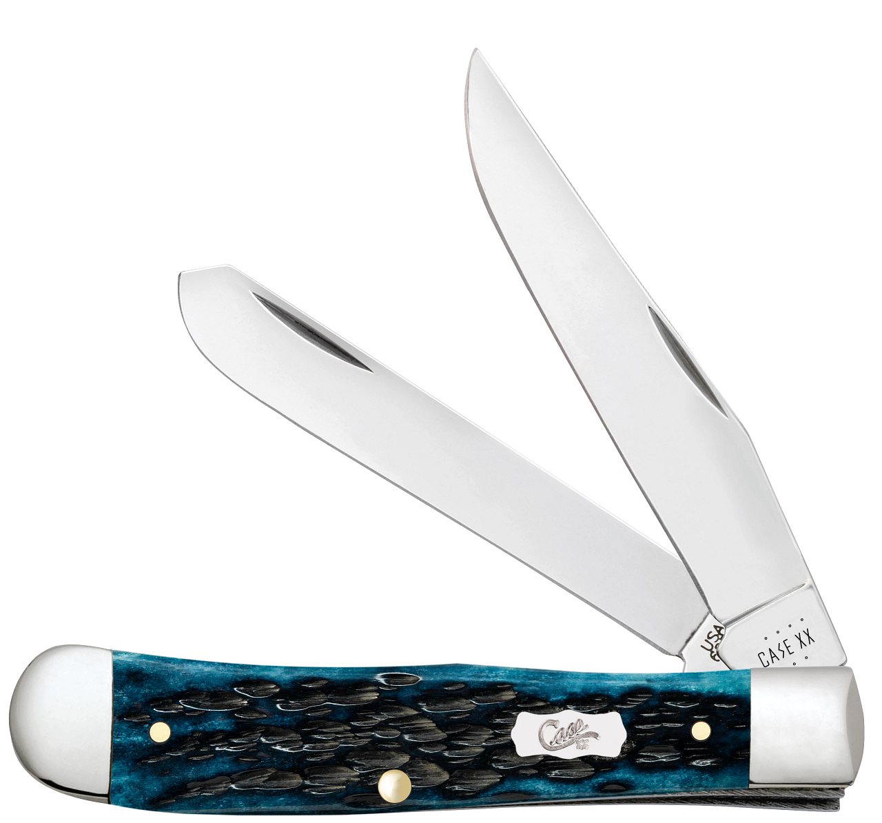 Case XX Trapper 51850 Peach Seed Mediterranean Blue Bone Stainless ...