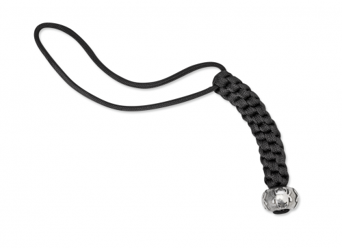 Spyderco Round Weave Black Nylon Parachute Cord Lanyard Pewter Bead ...